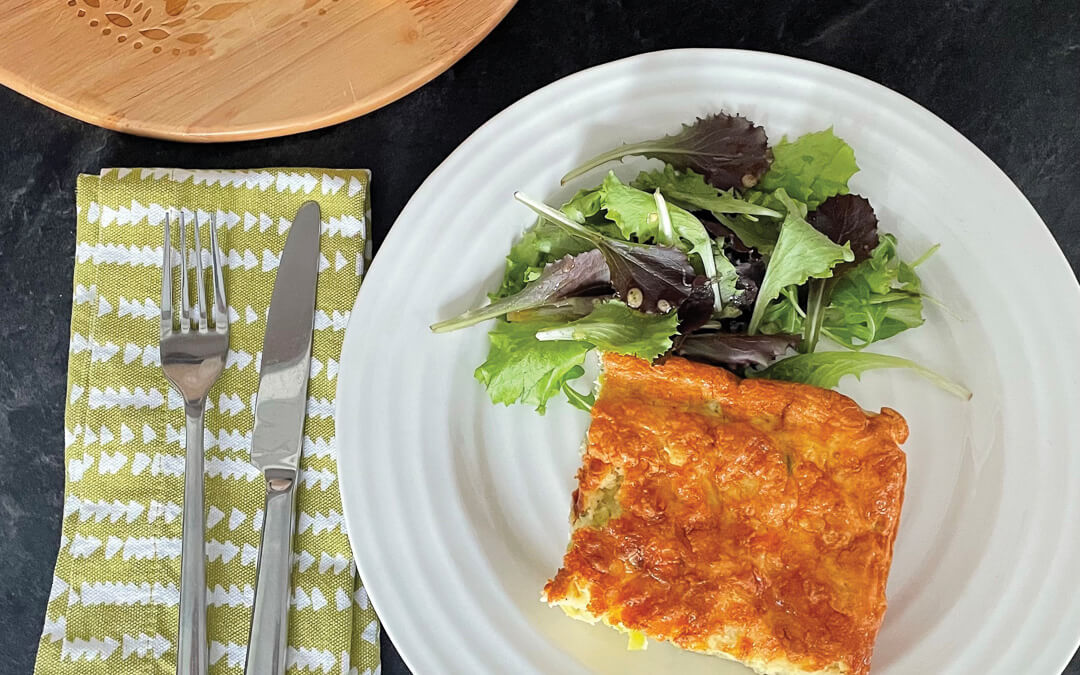 Leek, thyme and cheddar frittata (gluten-free) - Reflections Magazine